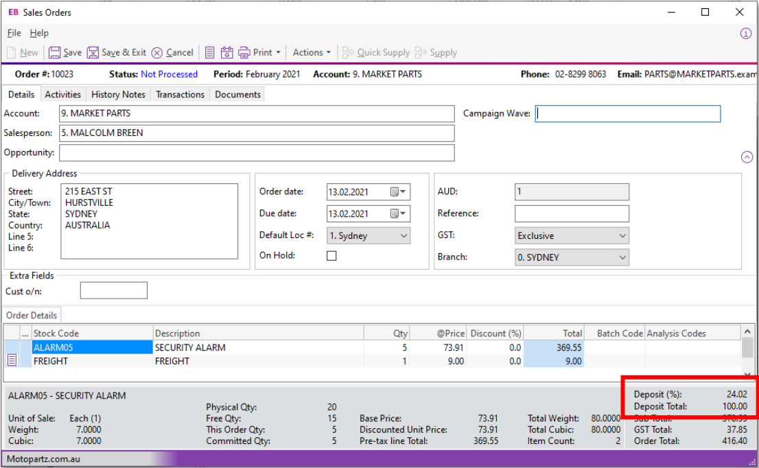 MYOB Exo Business Improved Deposit Management