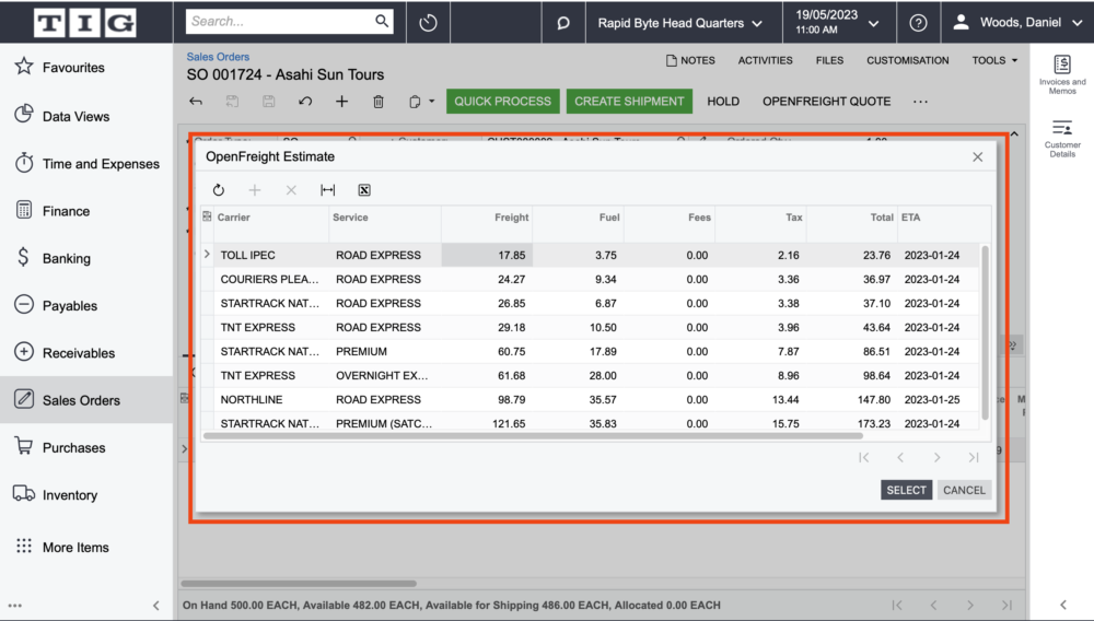 TIG Freight | Full Service Freight Soltions - MYOB Add-on