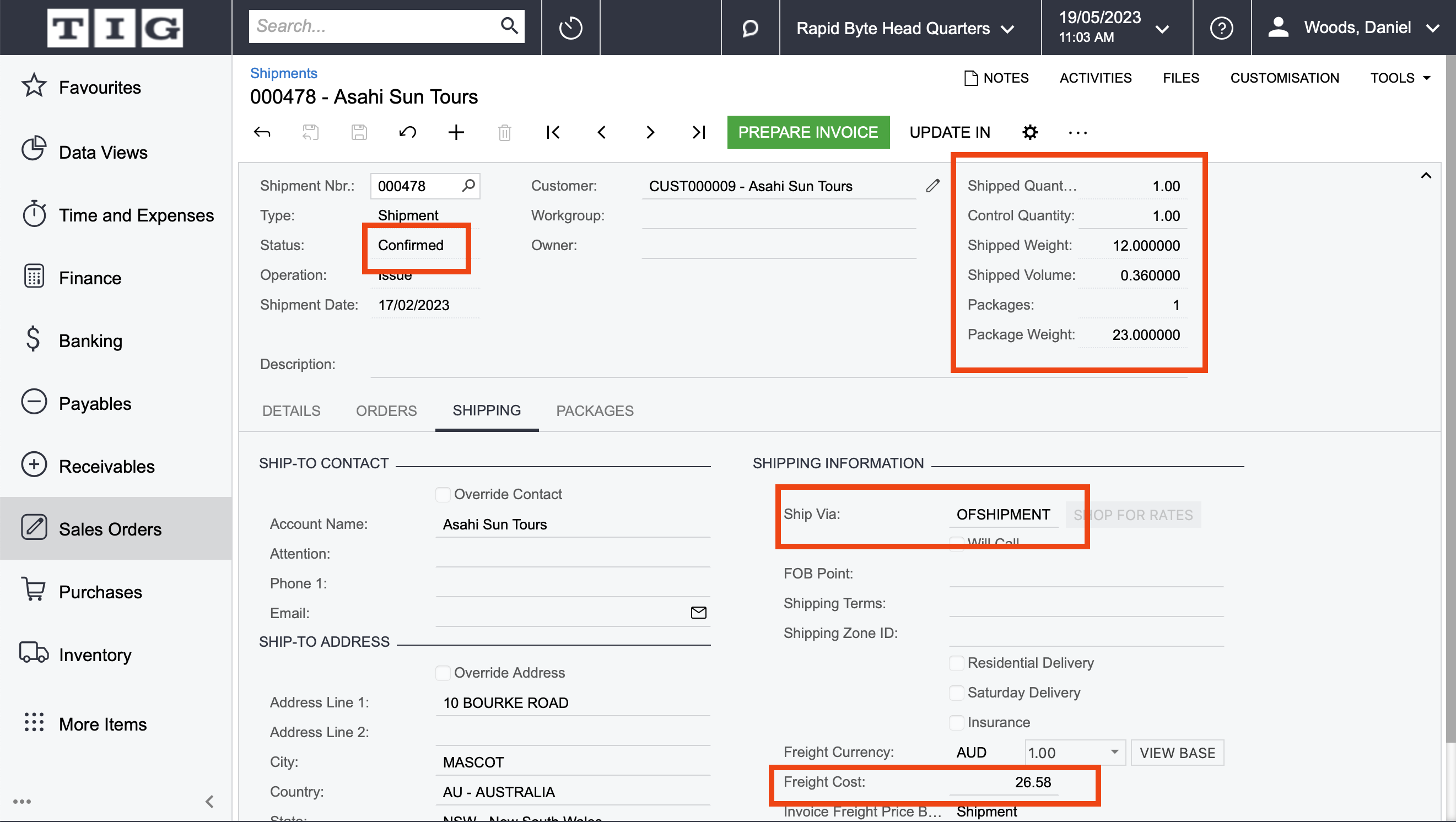 TIG Freight | Full Service Freight Solutions - MYOB Add-on